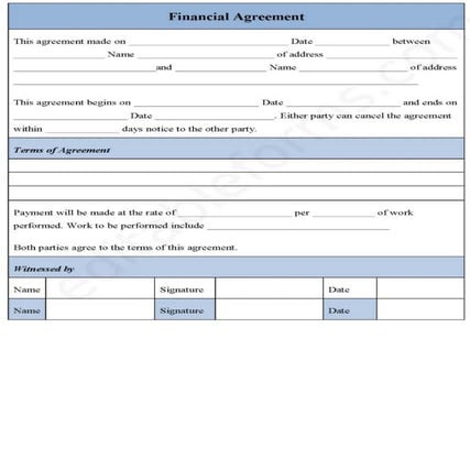 Financial Agreement Fillable PDF Template | PDF