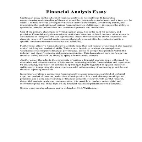 Financial Analysis Essay.pdf | Robotics | Technology & Computing