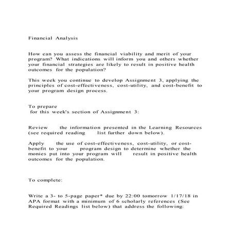 Financial AnalysisHow can you assess the financial viabili | PDF