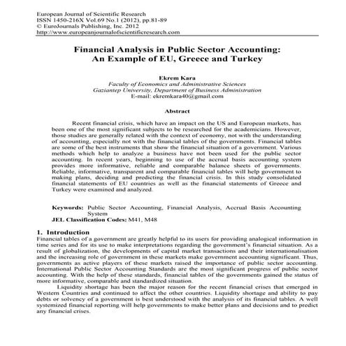 Financial analysis in public sector accounting an example of eu, greece ...