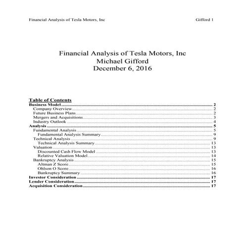 Financial Analysis of Tesla Motors, Inc | PDF