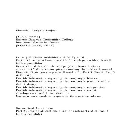 Financial Analysis Project[YOUR NAME]Eastern Gateway | DOCX