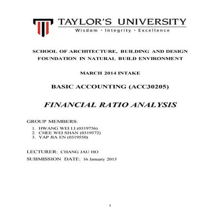 Basic Accounting Financial analysis report | PDF