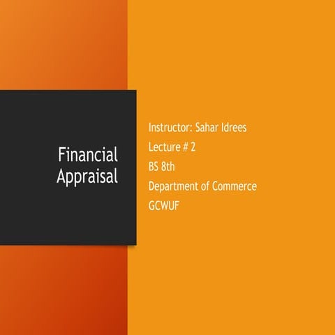 Financial Appraisal Lecture #2-1.pptxb accounting | PPTX