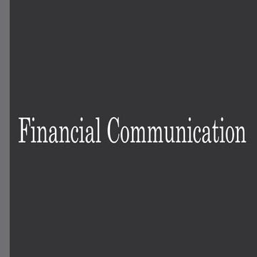 Introduction to Financial Communication | PPTX