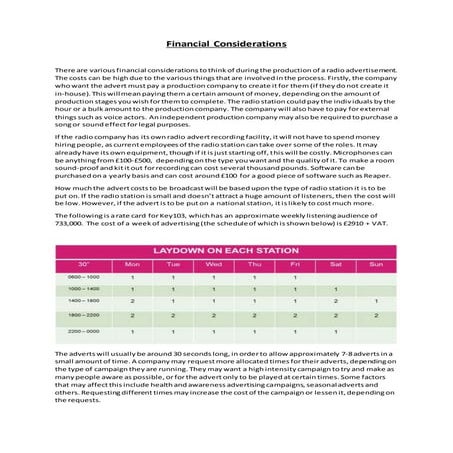 Financial considerations | DOCX