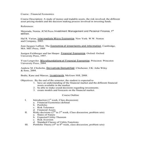 Financial economics new syllabus | PDF