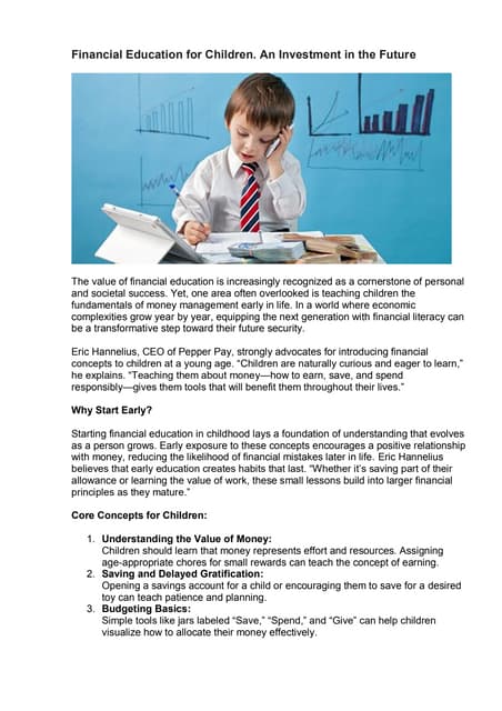 The importance of teaching financial literacy to children | PDF