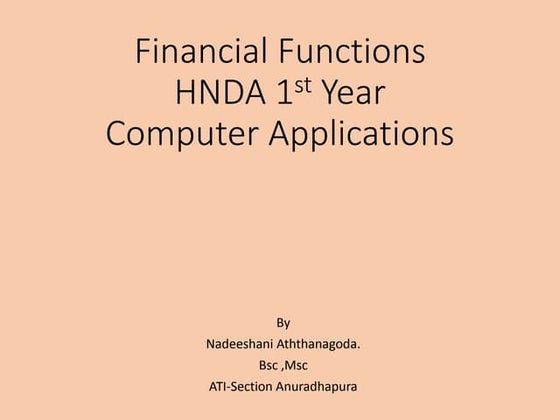 Financial functions in MS Excel | PPT