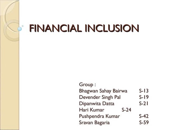 Financial inclusion ppt(1) | PPT | Business Banking & Finance | Business