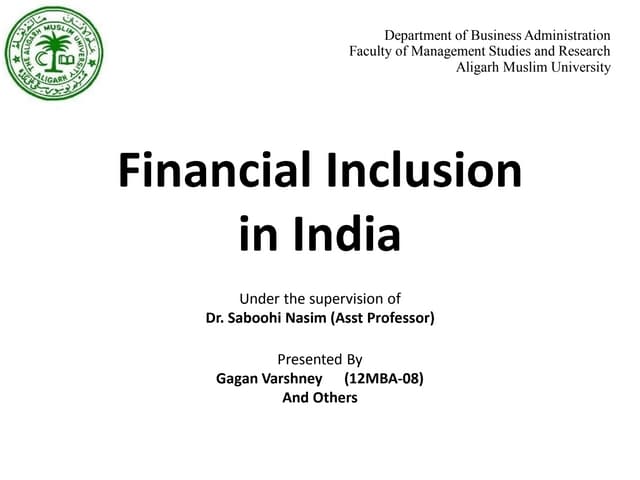 Financial inclusion ppt(1) | PPT