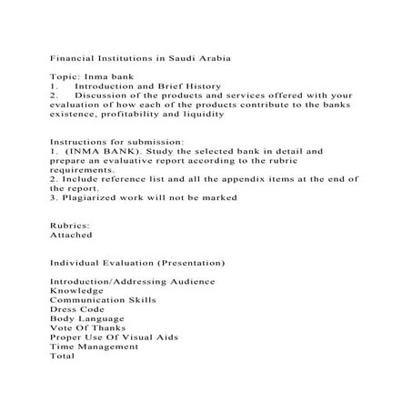 Financial Institutions in Saudi ArabiaTopic Inma bank 1.In.docx