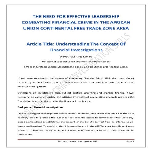 Financial Crime Investigations Skills | PDF