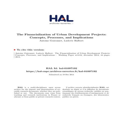 Financialization of urban development projects | PDF