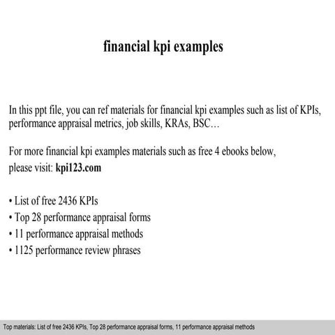 Financial kpi examples | PPT
