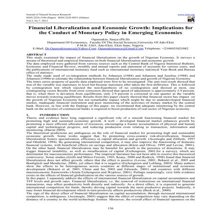 Financial liberalization and economic growth implications for the ...