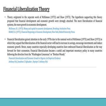 Financial Liberalization Theory detailed | PPTX