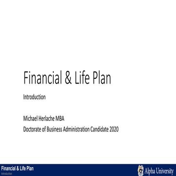Financial & Life Plan | PPT