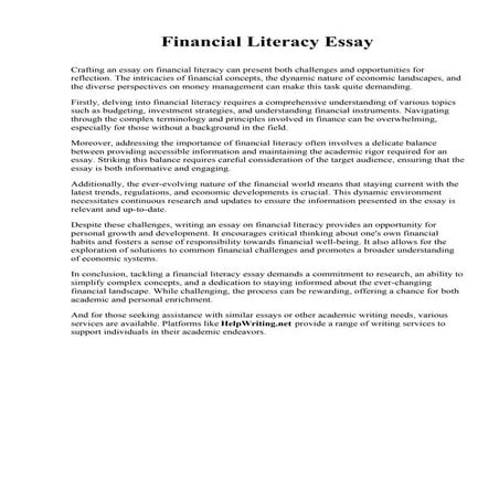 Financial Literacy Essay | PDF