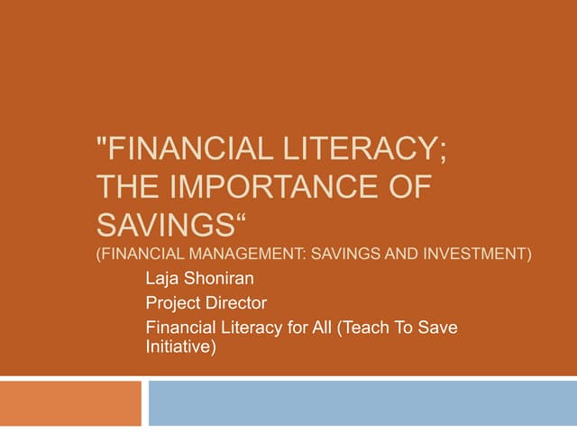 Financial Literacy Presentation | PDF