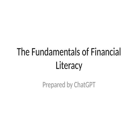 Financial Literacy Presentation for General | PPTX