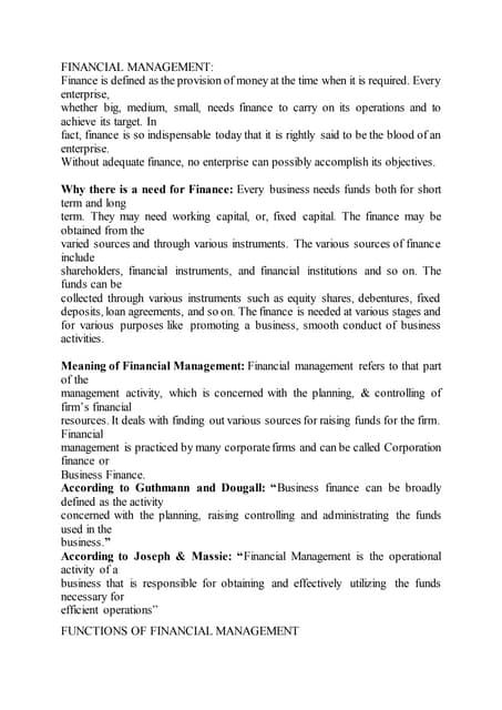 Introduction to financial management | PPT