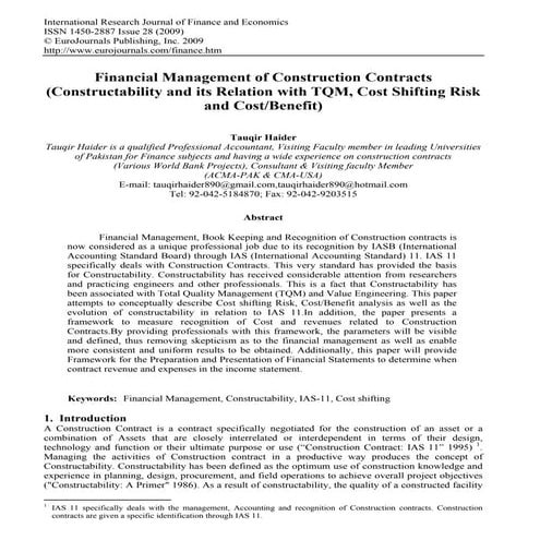 Financial management of construction contracts | PDF