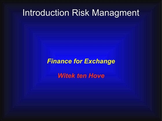 Introduction to risk management | PPT | Business Accounting & Finance ...