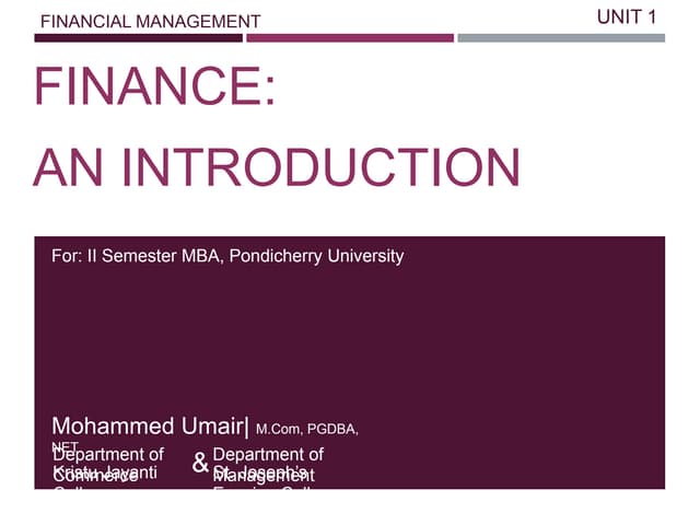 Slides-1. Financial Management. Lecture 1 | PPT