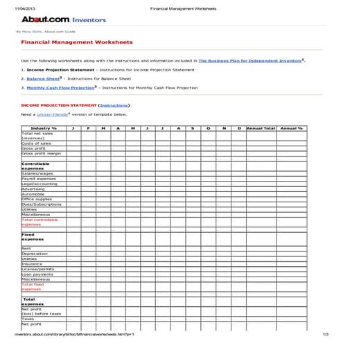 Financial Management Worksheets Quiz & Worksheet Personal Finance