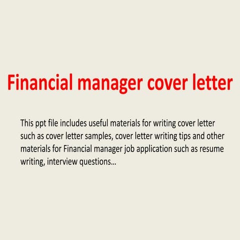 Financial manager cover letter | PPTX | Resume Writing and Advice | Job ...