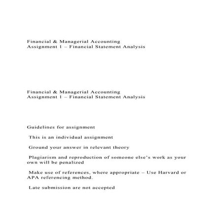 Financial & Managerial Accounting Assignment 1 – Financial S.docx