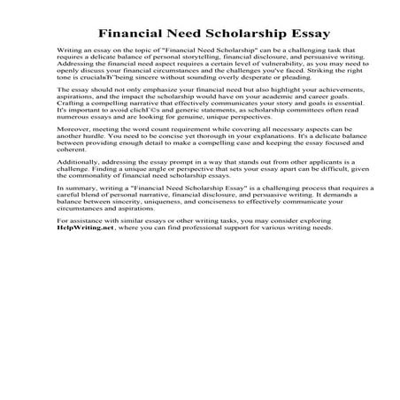 Financial Need Scholarship Essay | PDF