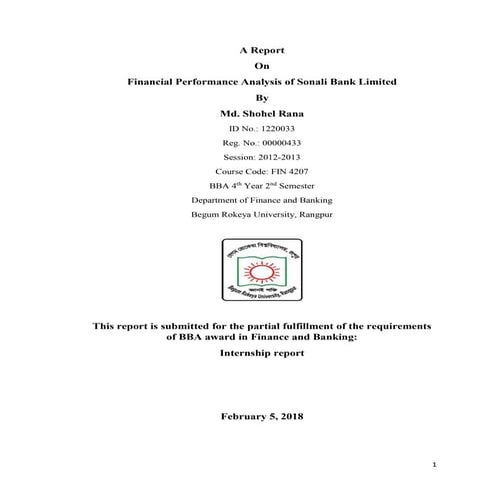 Financial performance analysis of sonali bank limited | PDF