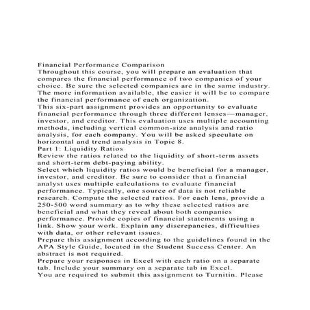Financial Performance ComparisonThroughout this course, yo.docx