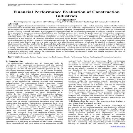 Financial performance evaluation of construction | PDF | Construction Industry | Industries