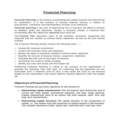 Financial planning | PDF