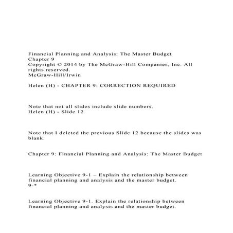Financial Planning and Analysis The Master Budget Chapt.docx