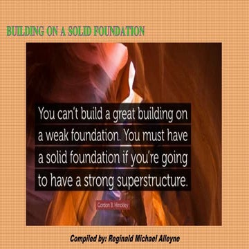 Building On A Solid Foundation Ppt