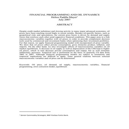 Financial Programming and Oil Dynamics | PDF