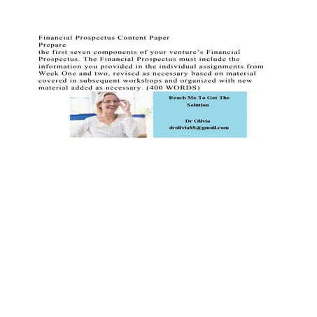 Financial Prospectus Content PaperPrepare the first seven compon.docx