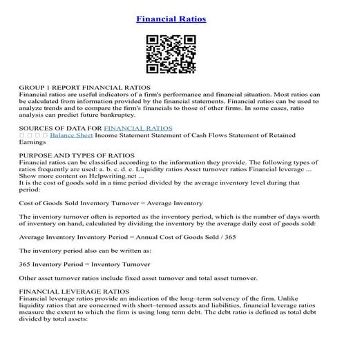 Financial Ratios Pdf