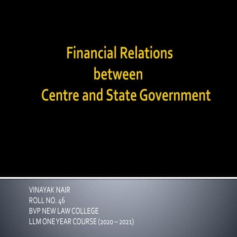 Financial relations between centre and state government | PPTX