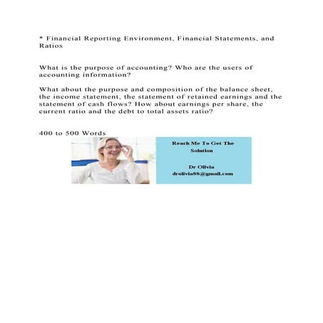 Financial Reporting Environment, Financial Statements, and Ratios.docx ...