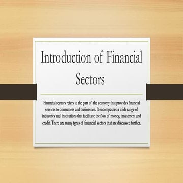 Basics of Financial sectors in india and types of it | PPT