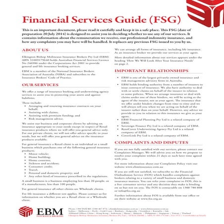 Financial services guide by EBM Insurance Brokers | PDF
