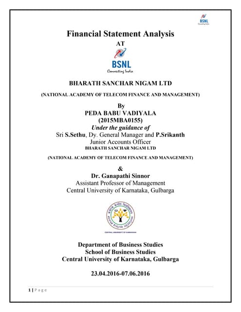 Synopsis on financial statement analysis | PDF