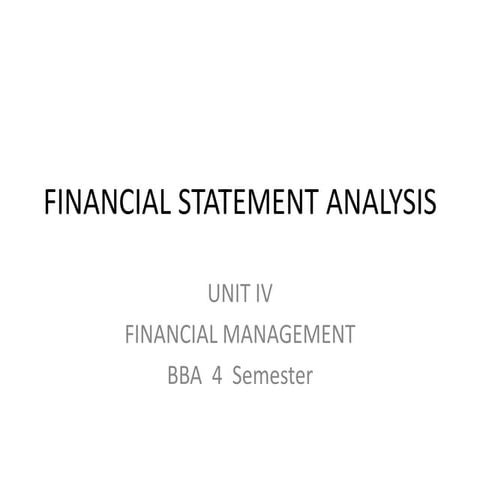 financial statement analysis FOR II BSC COURSE | PDF