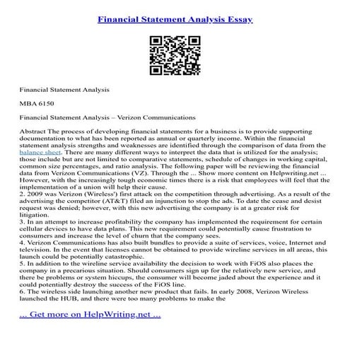 Financial Statement Analysis Essay | PDF