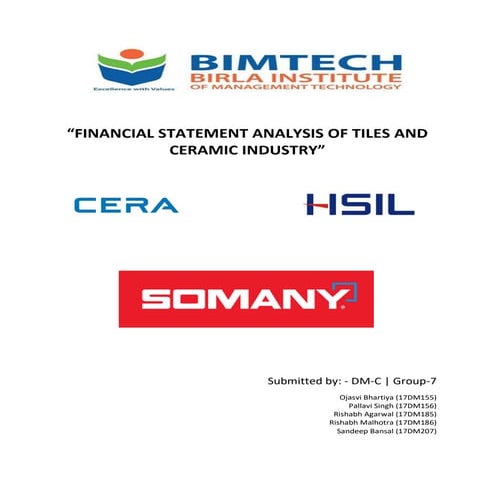 Financial statement analysis of tiles and ceramic industry | PDF